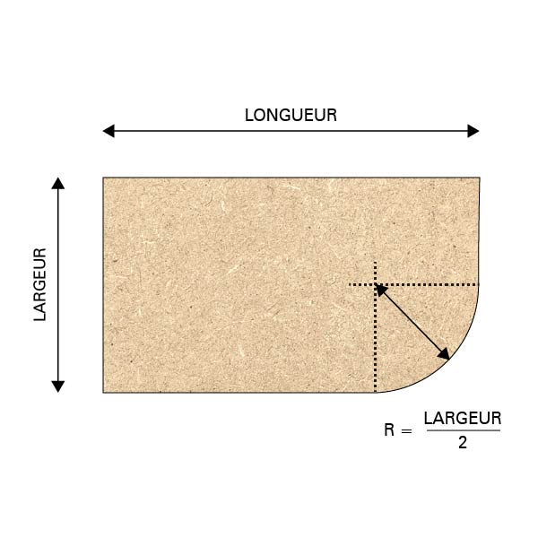 Panneau MDF sur mesure - Découpe demi-lune